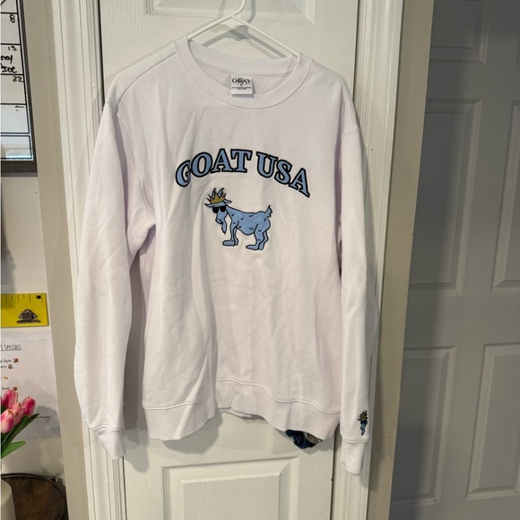Goat Usa | Shirts | Goat Usa Mens White Sweatshirt With Blue Graphic ...